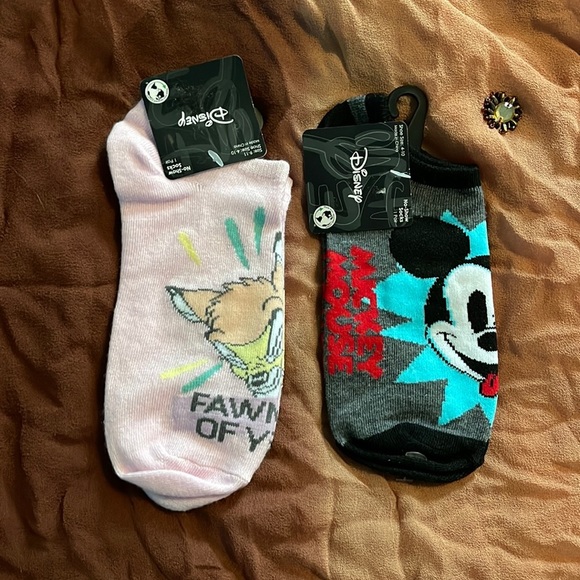 Disney | Accessories | Disney Ankle No Show Socks Bambi Mickey Mouse ...
